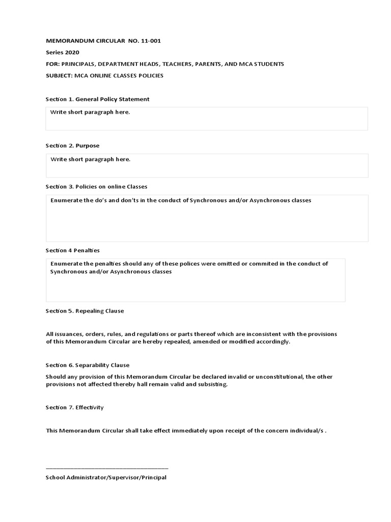 MEMORANDUM CIRCULAR Template | PDF