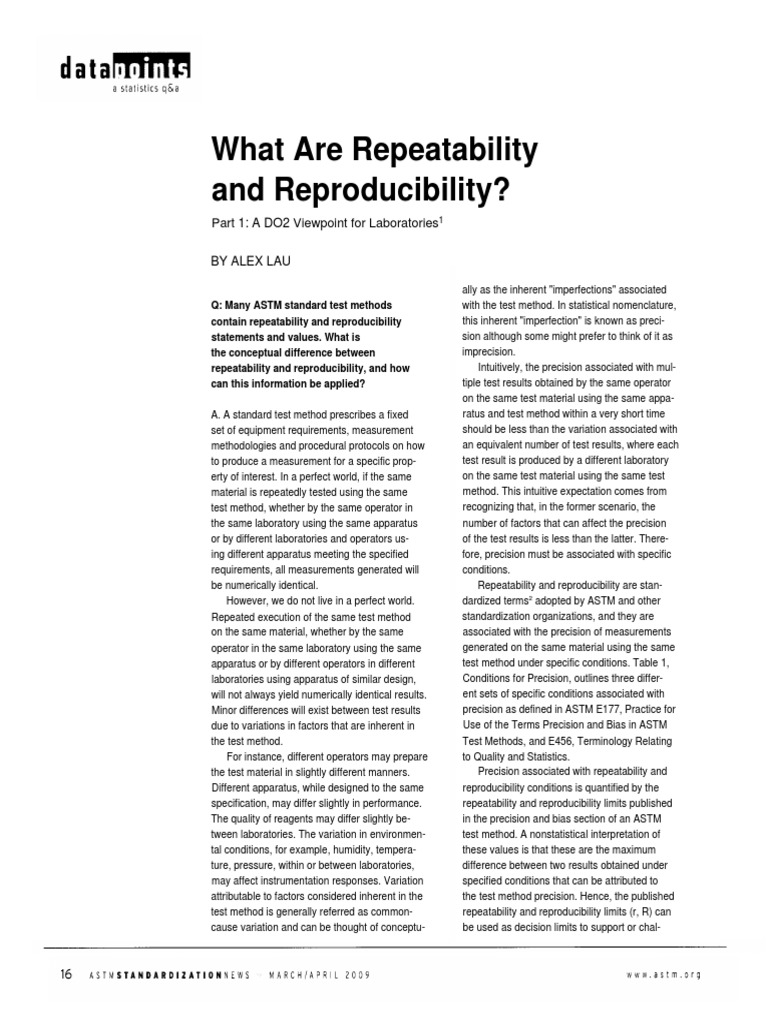 Lab Precision: Repeatability vs. Reproducibility | PDF | Accuracy And ...
