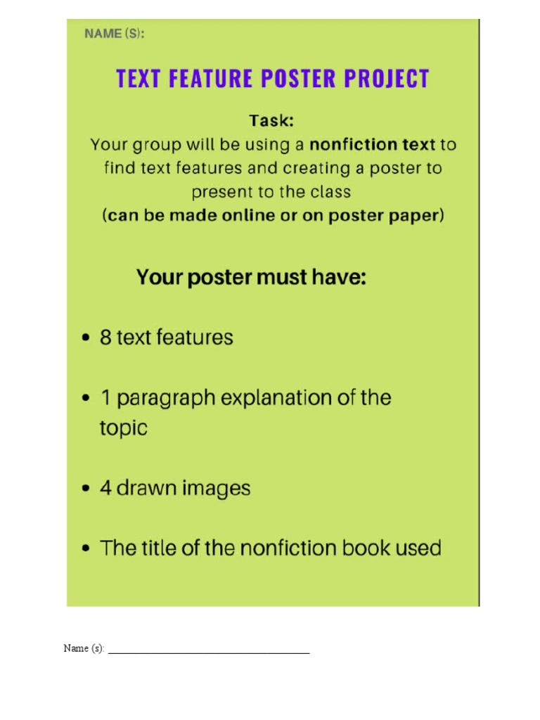 Text Feature Poster Rubric | PDF | Art