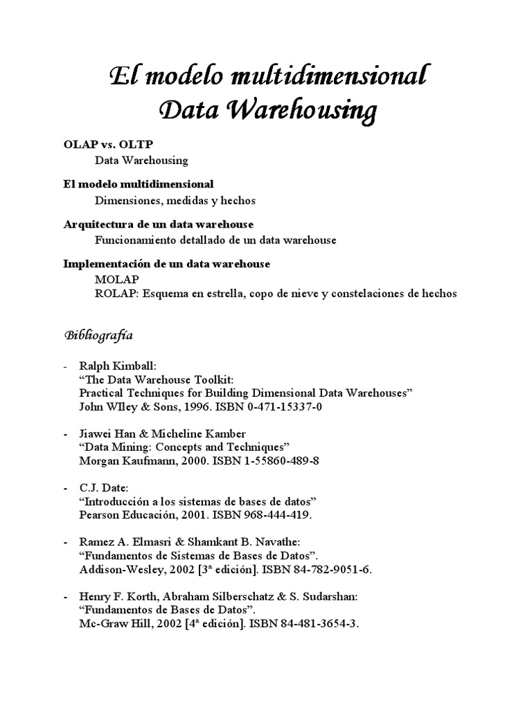F Modelo Multidimensional | PDF | Almacén de datos | Ciencias de la Información