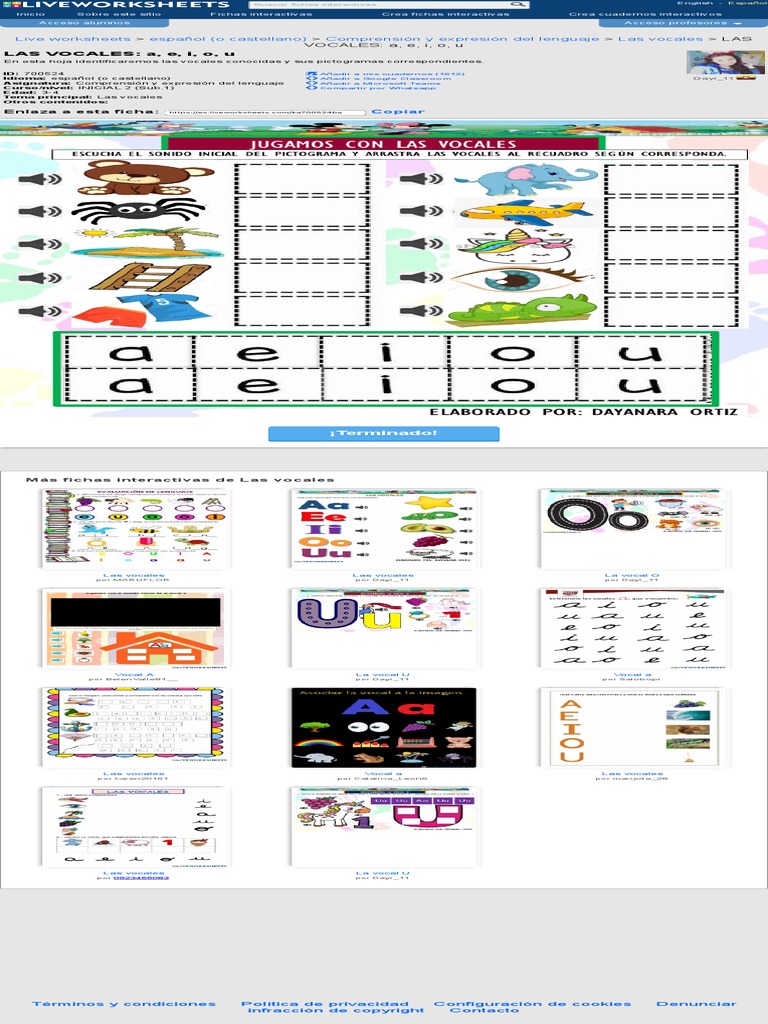 Ejercicio de LAS VOCALES A, E, I, O, U | PDF | Red mundial | Internet y web