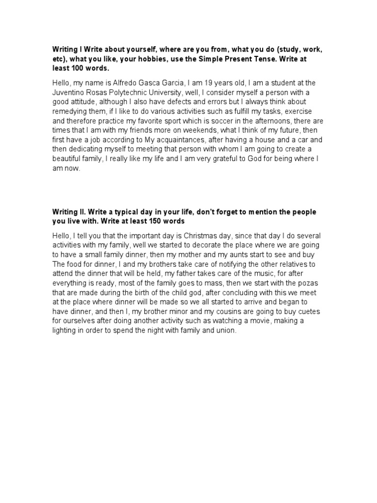 Writing I Write About Yourself | PDF | Language Arts & Discipline ...