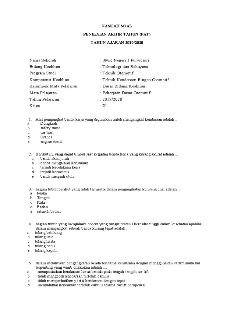 NASKAH SOAL - Pdo - X - Pat - Genap | PDF