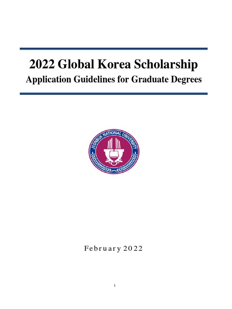 (JBNU) 2022 GKS-G Application Guidelines | PDF | Engineering | Academic ...