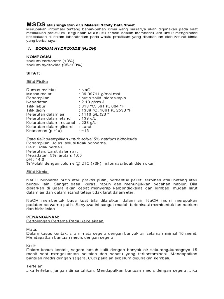 Contoh MSDS 1 | PDF