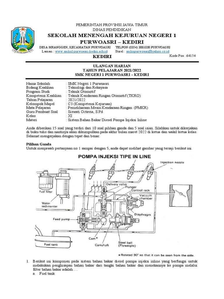 Ulangan Harian Pompa Injeksi Inline - XI | PDF
