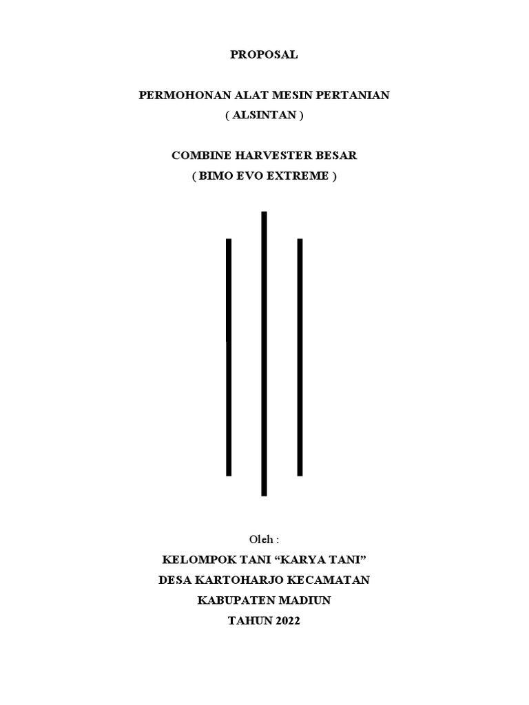 Proposal Combine Harvester Besar Bimo Evo Extreme Multi | PDF