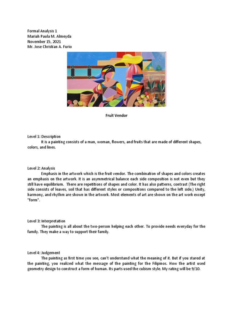 Formal Analysis Template | PDF | Paintings | The Arts