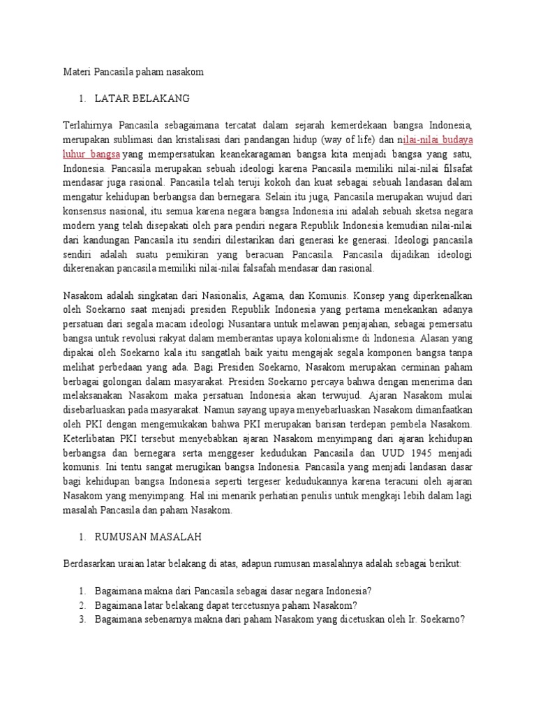 Materi Pancasila Paham Nasakom | PDF