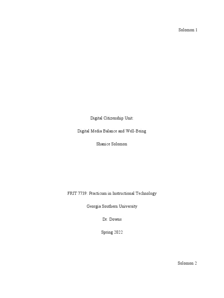 Solomons Digital Citizenship Unit | PDF | Learning | Educational Technology