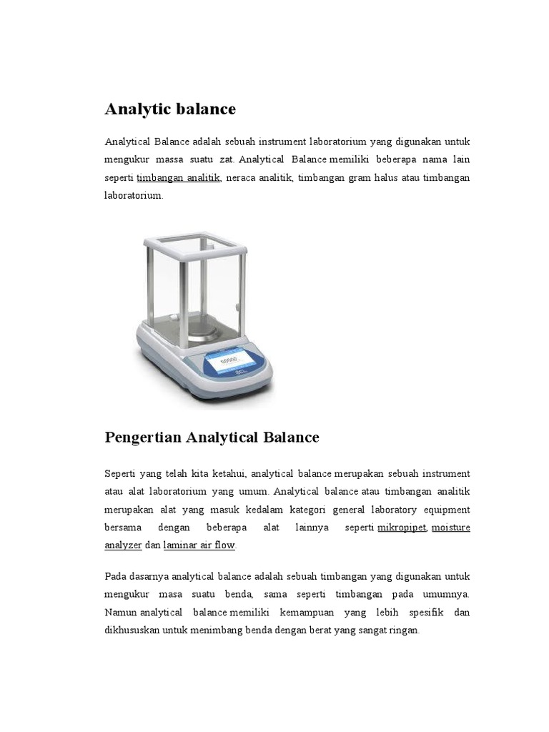 Fungsi dan Jenis Analytical Balance | PDF
