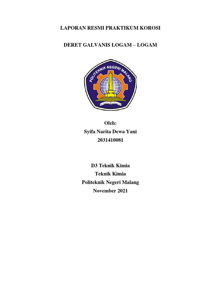 Syifa Narita DY - 2DD3 - Laporan Resmi Deret Galvanis Logam - Logam. | PDF