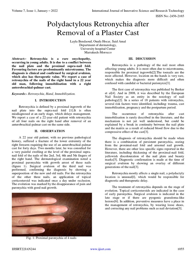 Retronychia in Young Adults | PDF | Nail (Anatomy) | Medicine