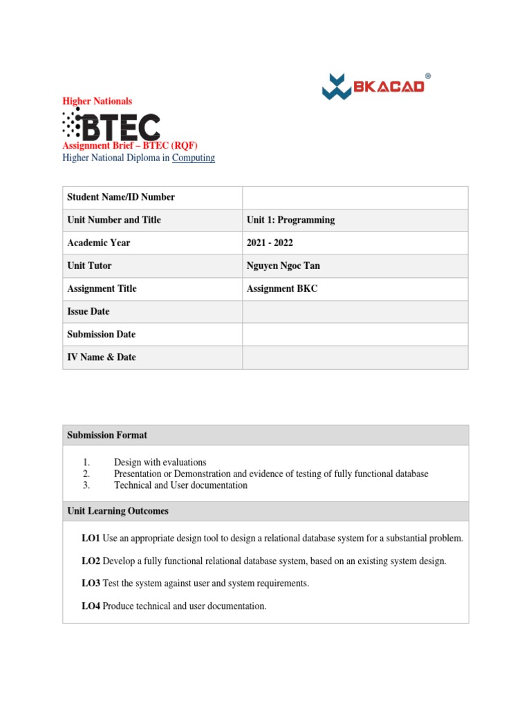 Unit 4 Database Design And Development Assignment 2021 Download Free Pdf Databases