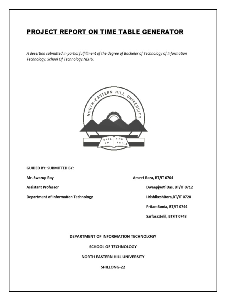 Project Report On Time Table Generator 1 | PDF | User (Computing ...