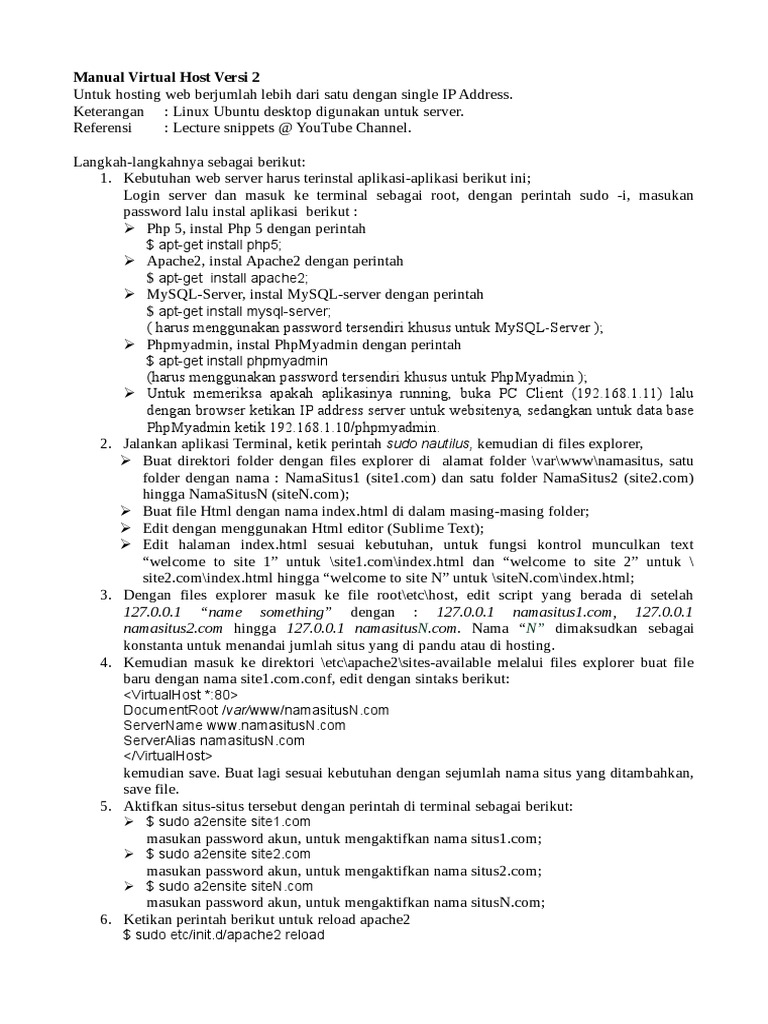 Manual Virtual Hosting v.1 | PDF