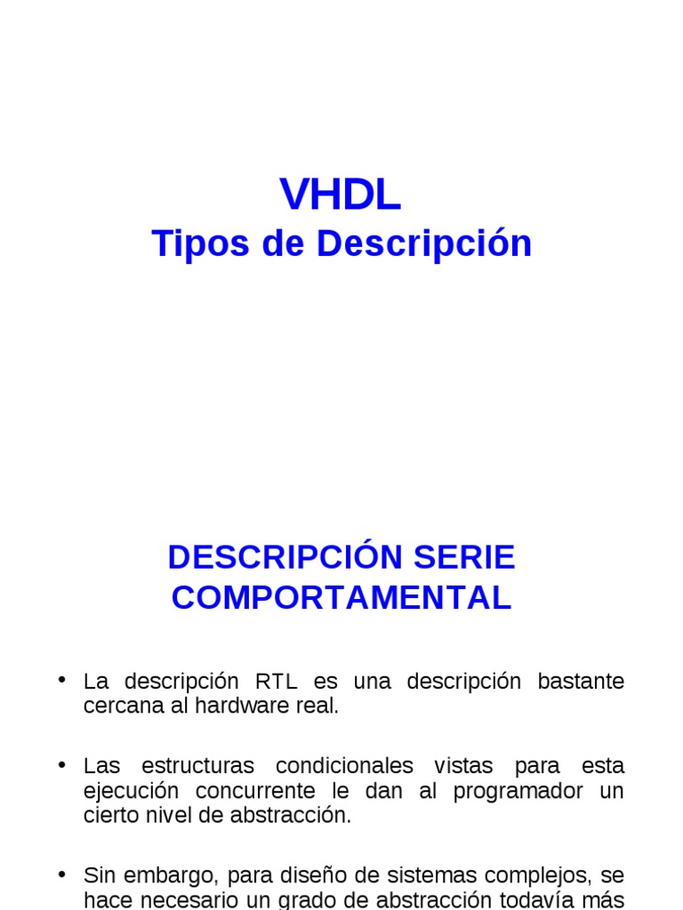 VHDL - Descripción Serie Comportamental | PDF | Vhdl | Lenguaje de programación