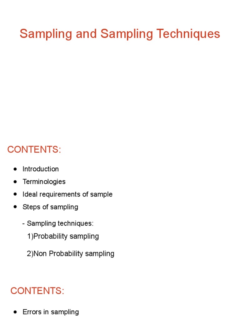 Sampling and Sampling Techniques | PDF | Sampling (Statistics) | Statistics