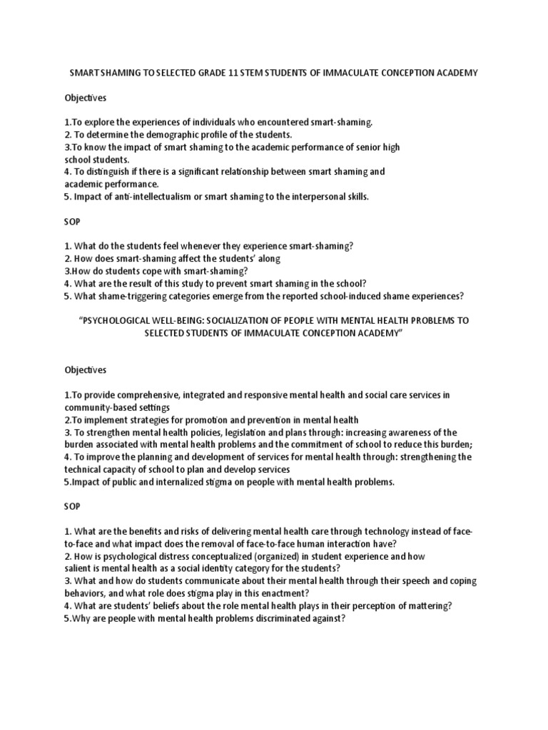 Research Obj 0sop Pdf Mental Health Shame