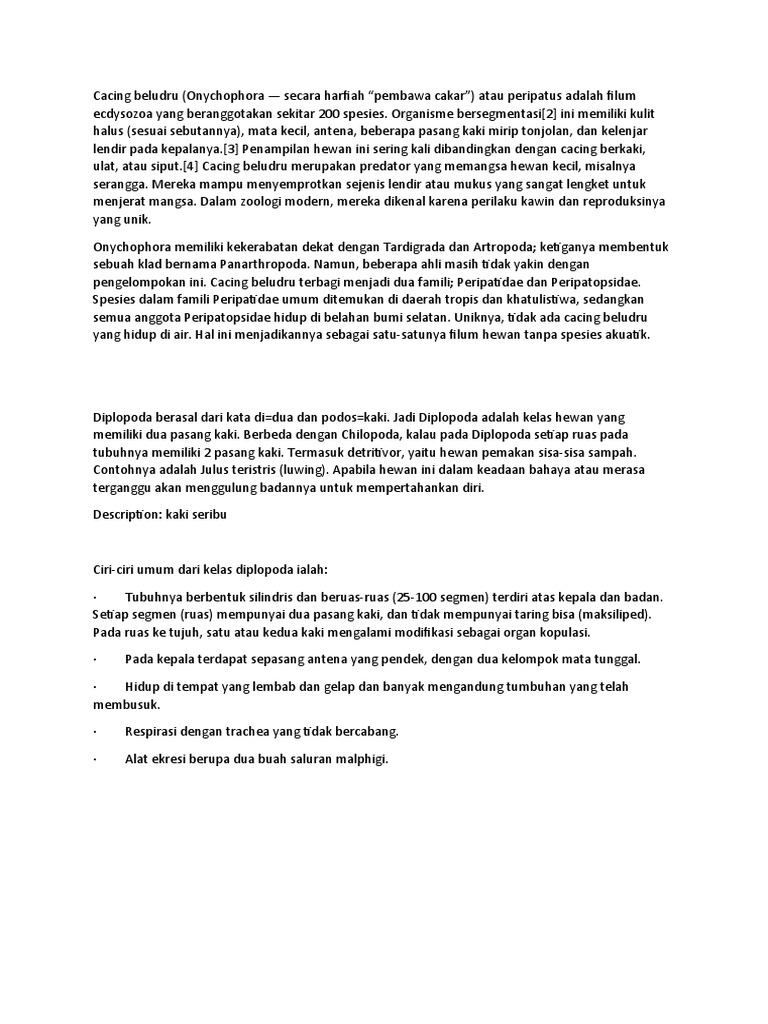 Onychophora | PDF | Sains & Matematika