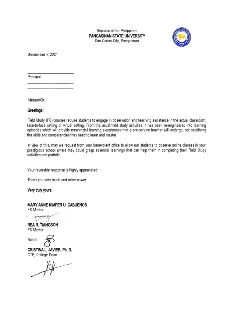 Request-Letter (Field Study) | PDF