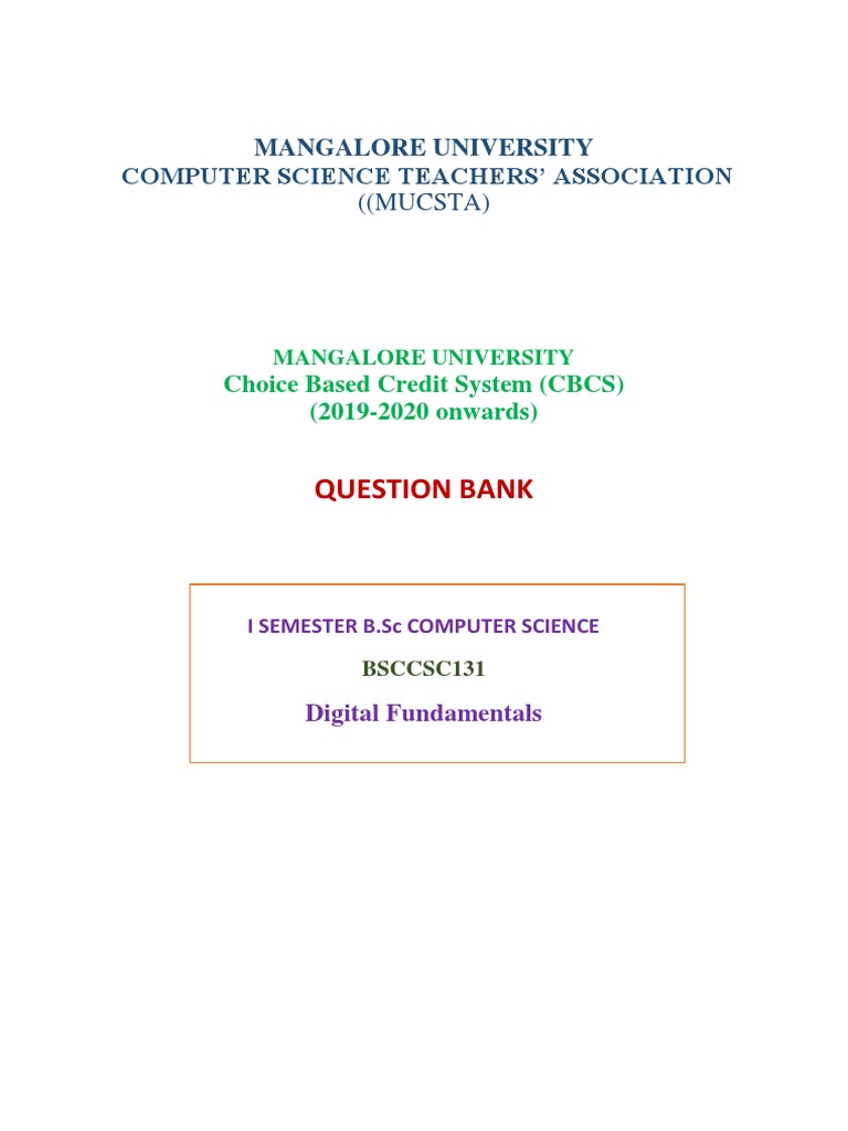 Question Bank: Mangalore University Computer Science Teachers' Association | PDF | Computer Data ...