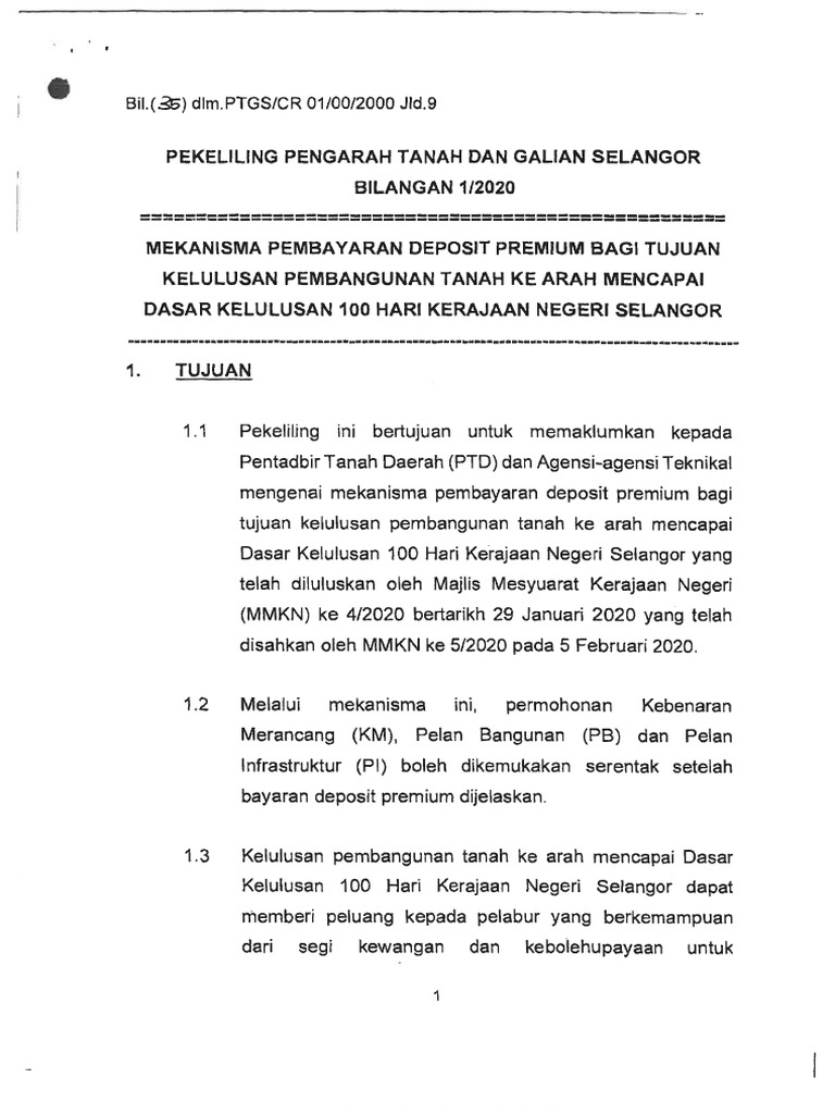 Pekeliling PTG Bil 1/200: Dasar 100 Hari | PDF