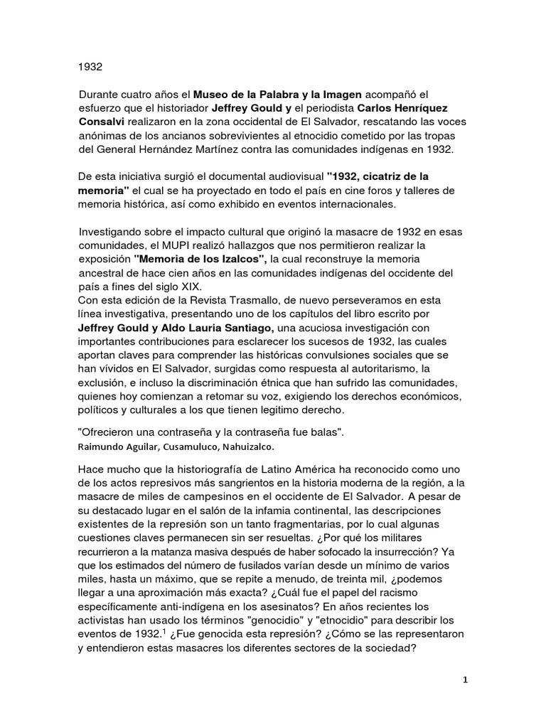 1 Trasmallo 1932 Editado | PDF | Genocidios | Guatemala