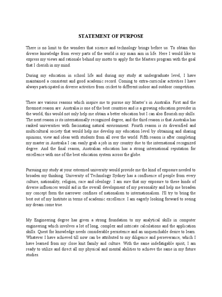 SOP For MIT (Extension) | PDF | University | Reason