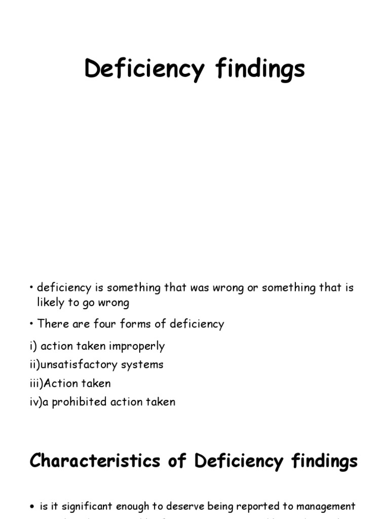Deficiency Findings | PDF | Audit | Auditor's Report