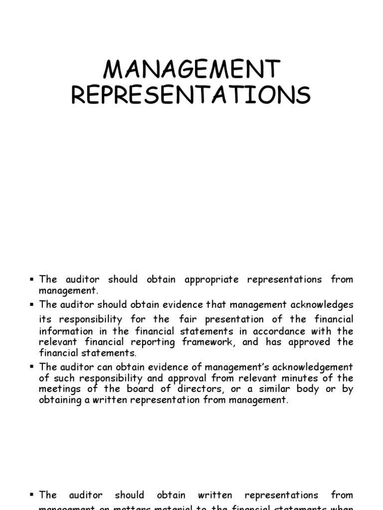 Management Representation in Audits | PDF | Financial Audit | Audit