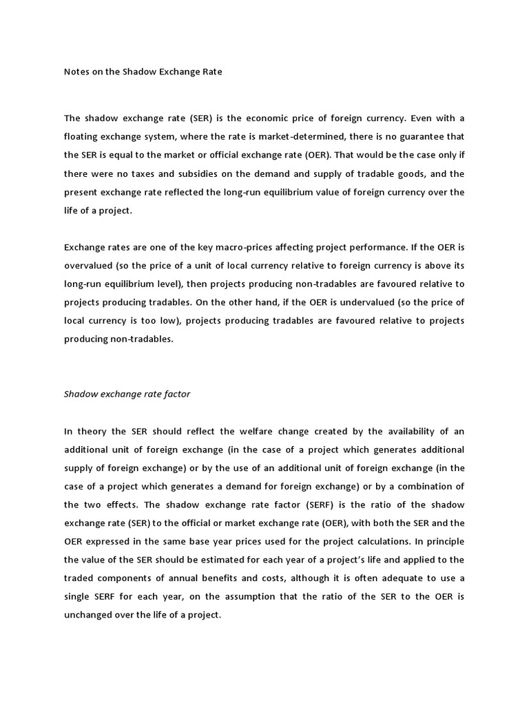 Notes On The Shadow Exchange Rate | PDF | Exchange Rate | Prices