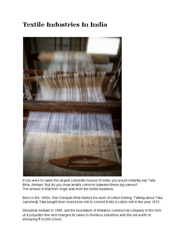 Textile Industries in India-1-1 | PDF | Textile Manufacturing | Textiles