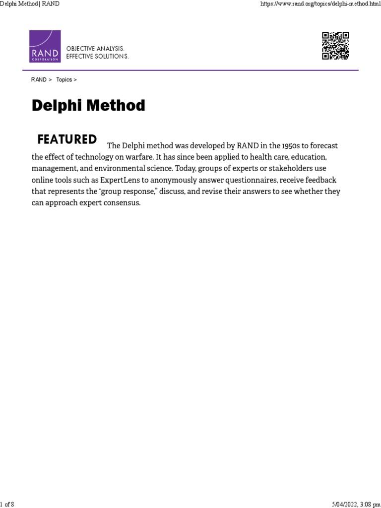 Delphi Method RAND | PDF | Rand Corporation | Health Sciences