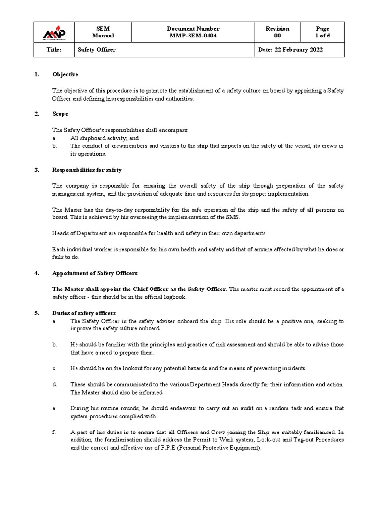 Safety Officer1 | PDF | Safety | Occupational Safety And Health
