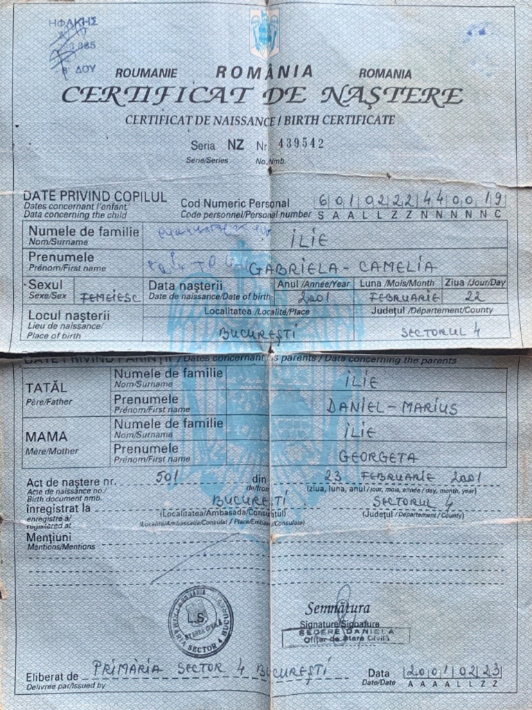 Certificat de Nastere | PDF