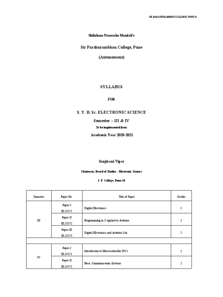 SYBSc Electronics Autonomy Syllabus | PDF | Modulation | Frequency Modulation