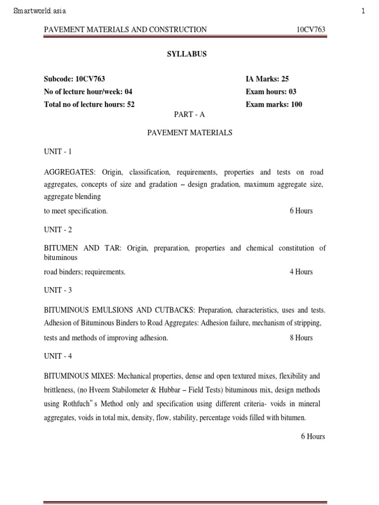 CIVIL-VII-PAVEMENT MATERIALS AND CONSTRUCTION NOTES - Part1 | PDF ...