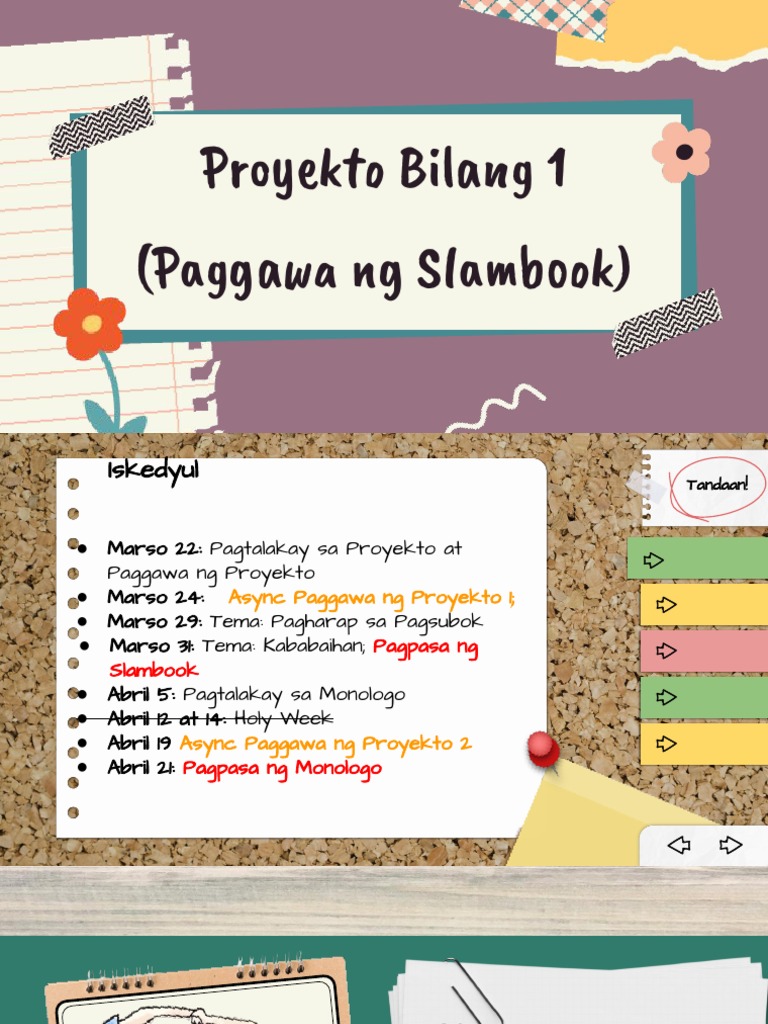 Panuto Sa Paggawa NG Slambook (Proyekto Bilang 1 - 4Q) | PDF