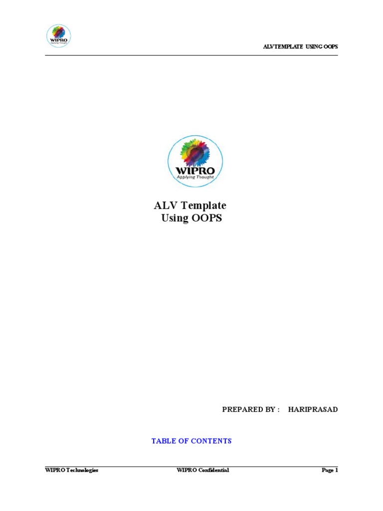 Alv Templet Using Oops Pdf Object Oriented Programming Class Computer Programming 6530