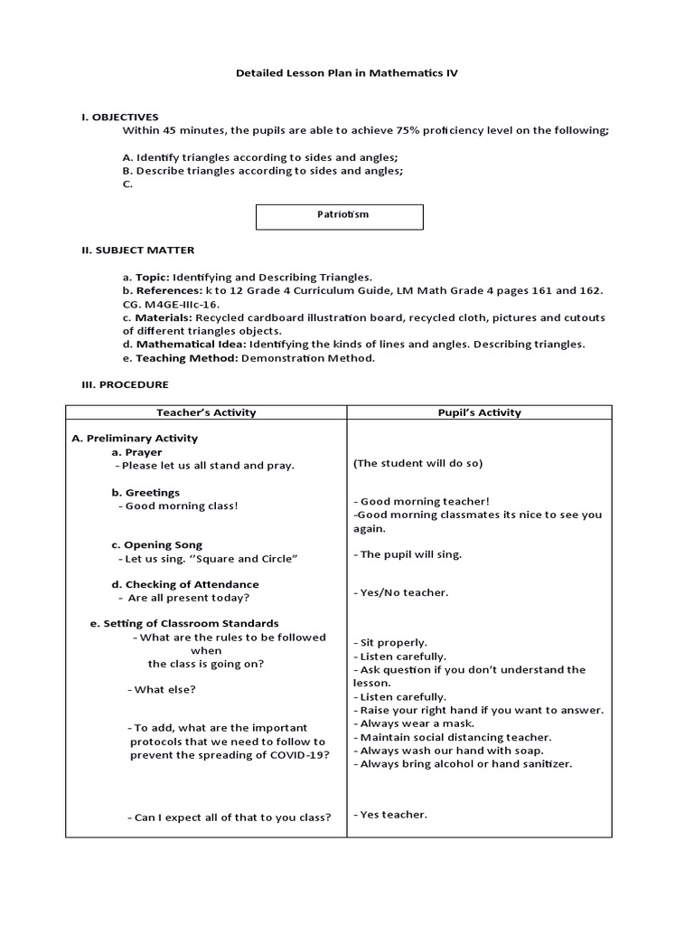 I. Objectives: Detailed Lesson Plan in Mathematics IV | Download Free ...