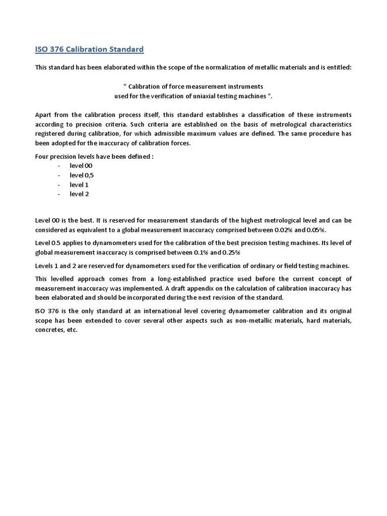ISO 376 Calibration Standard | PDF