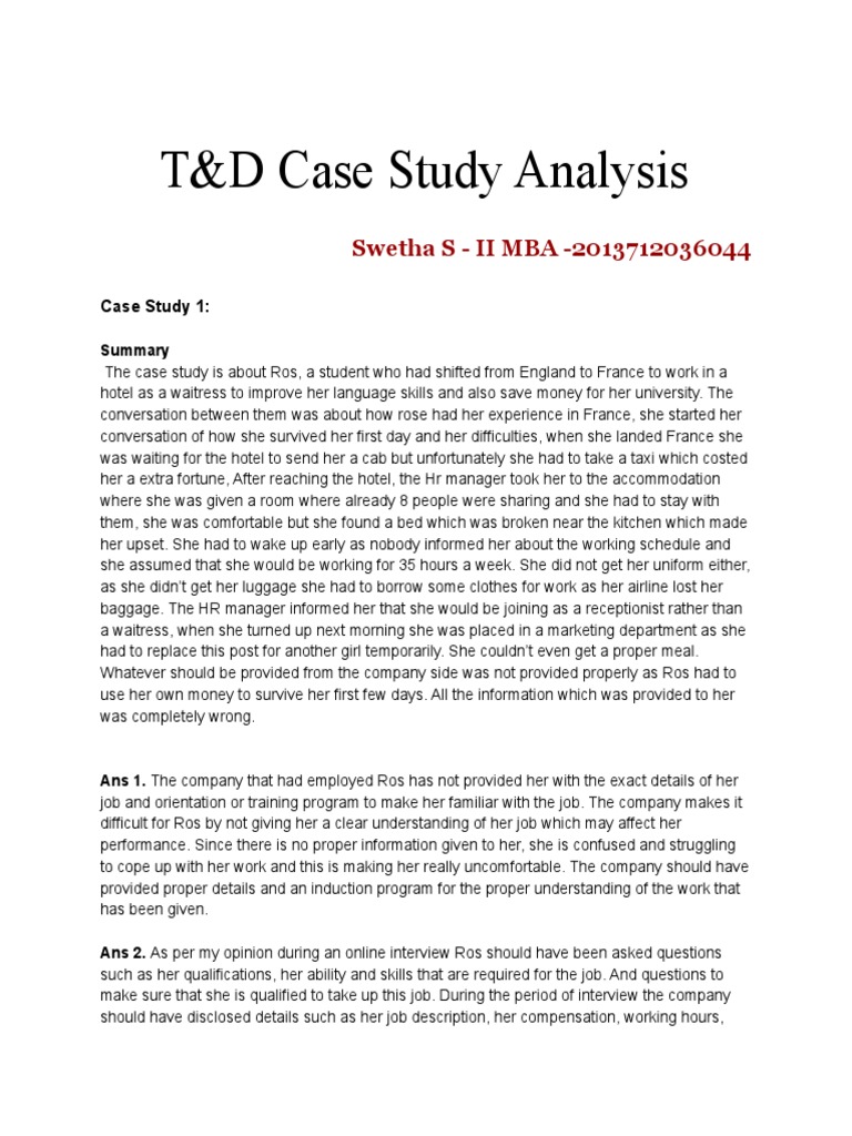 T&D Case Study | PDF | Applied Psychology | Business
