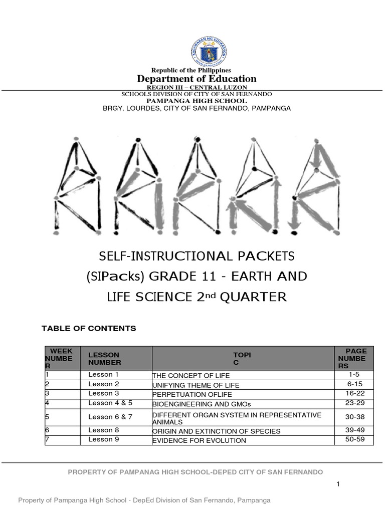 Self-Instructional Packets (Sipacks) Grade 11 - Earth and Life Science ...