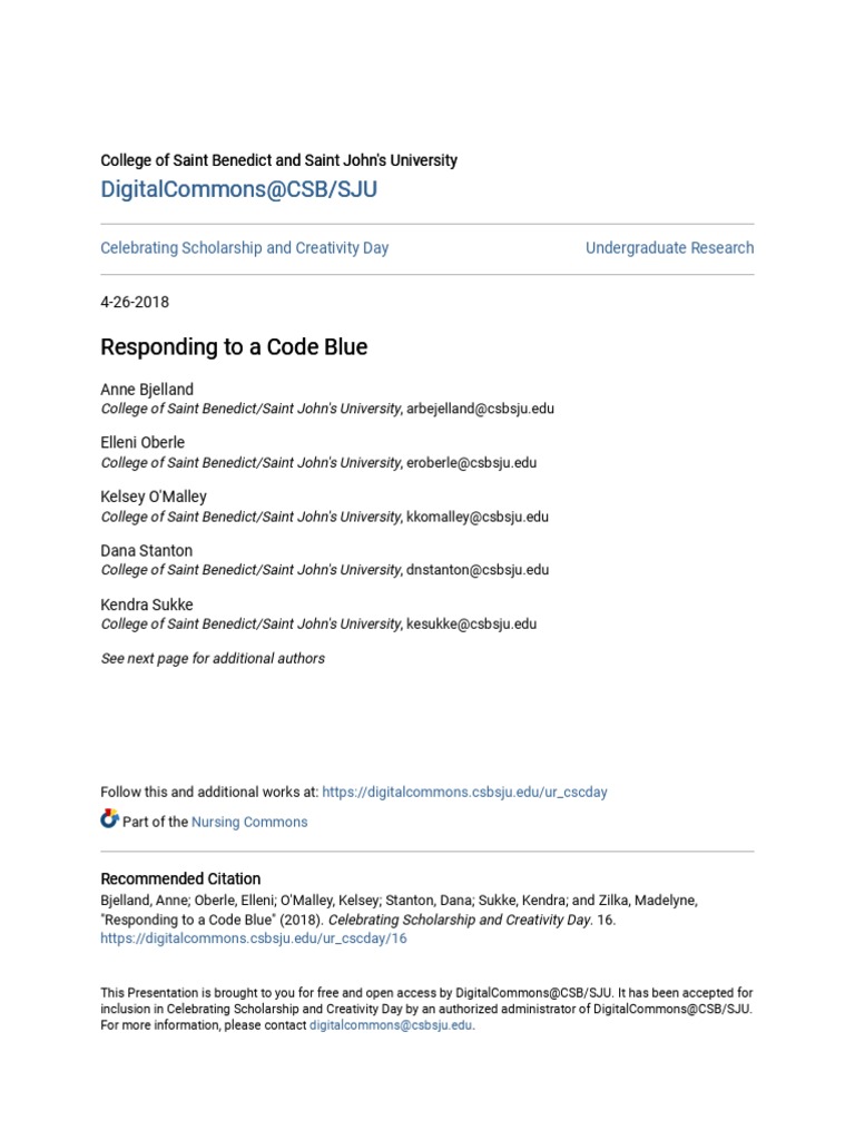 Responding To A Code Blue | PDF | Cardiopulmonary Resuscitation | Nursing