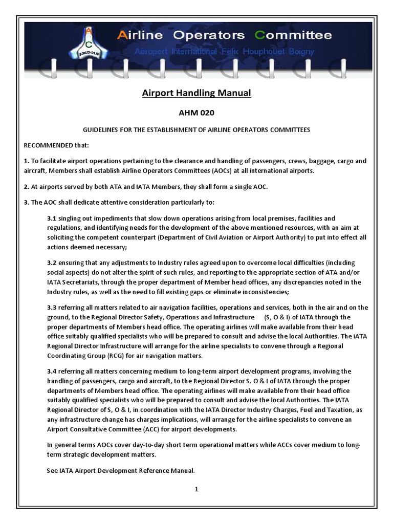 Airport Handling Manual Aoc Handling Manual Ahm 020 Changes To The Level of | PDF | Airport ...
