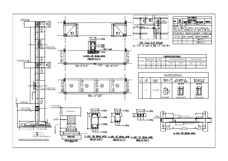 Column and Beam Detail | PDF | Structural Engineering | Economic Sectors