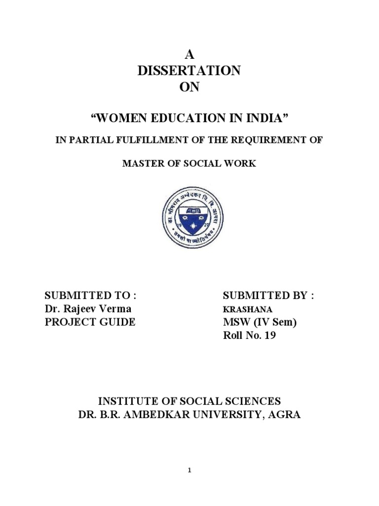 A Dissertation ON: "Women Education in India" | PDF