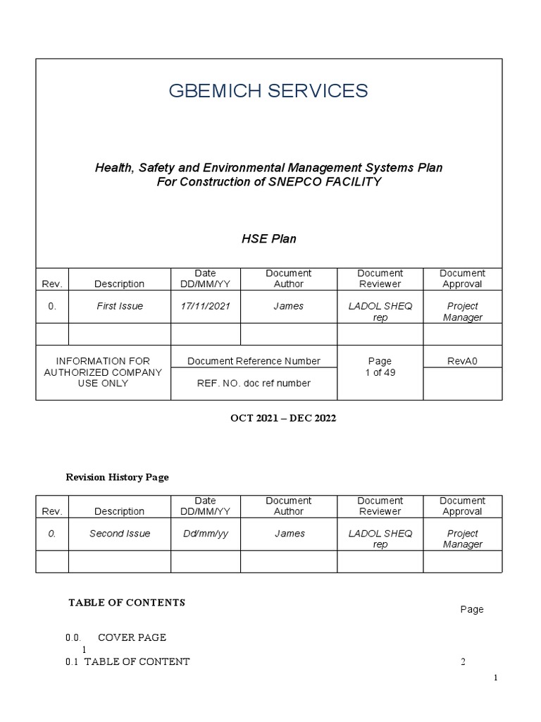 Gbemich Services: Health, Safety and Environmental Management Systems ...