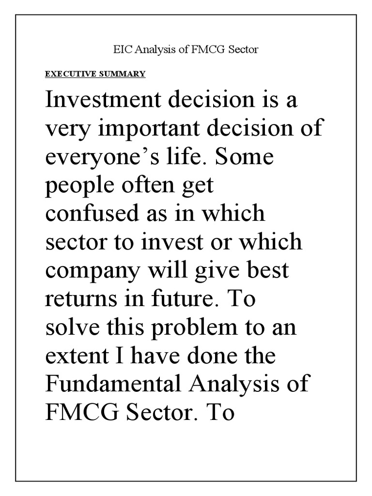 EIC Analysis of FMCG Sector Insights | PDF | Dividend | Net Income
